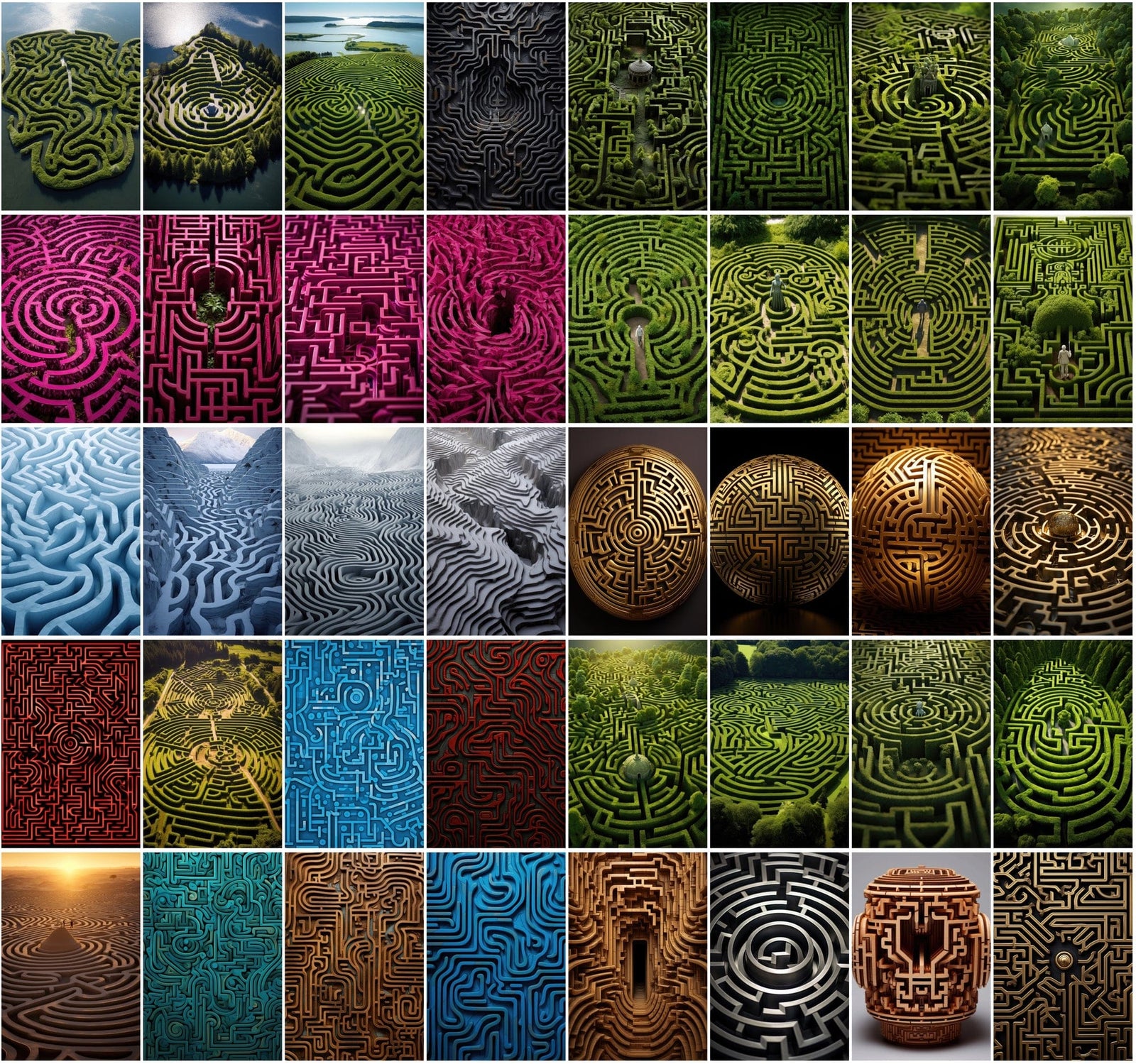 650 Colorful Maze Patterns, High-Resolution JPGs with Commercial Licen
