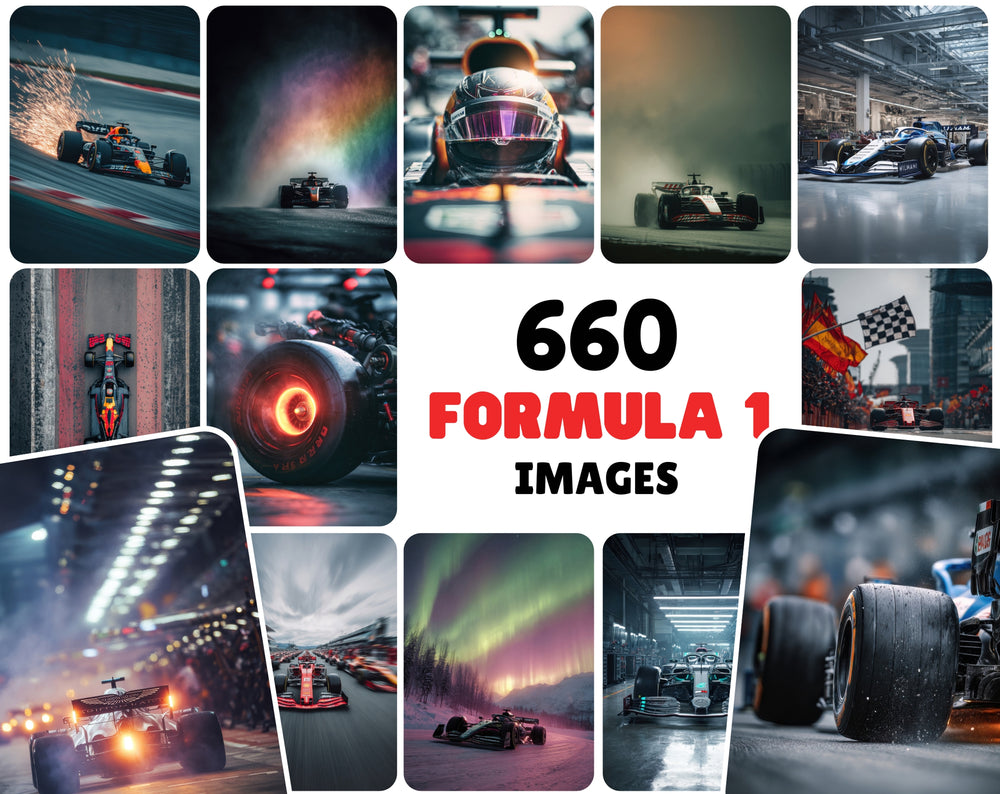 660 Formula 1 Cars Photo Pack – Hyper-Realistic Racing Photography Bun