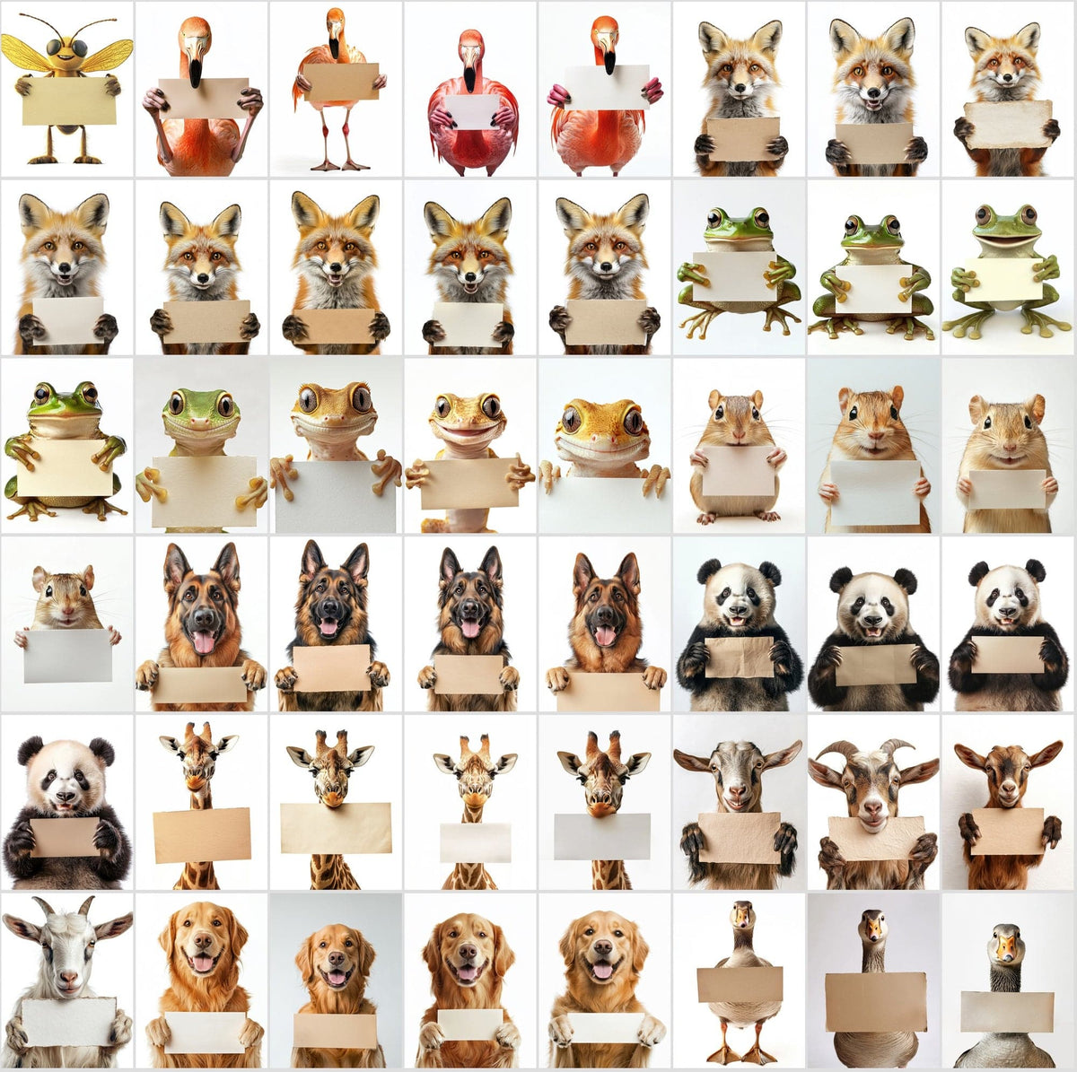 800 Adorable Animals with Signs: High-Res Commercial Use Image