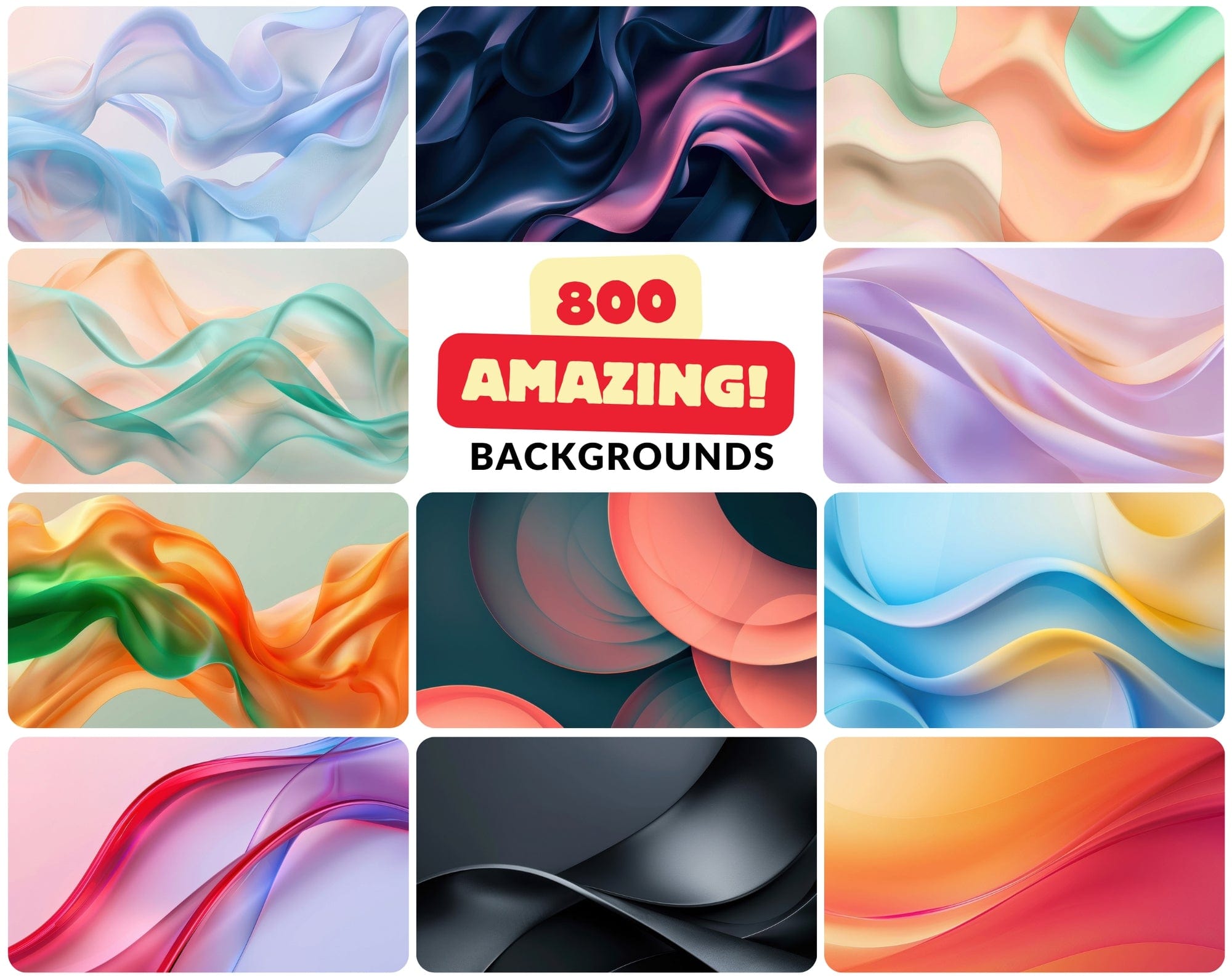 800+ High-Resolution Colorful Backgrounds - Commercial License Include