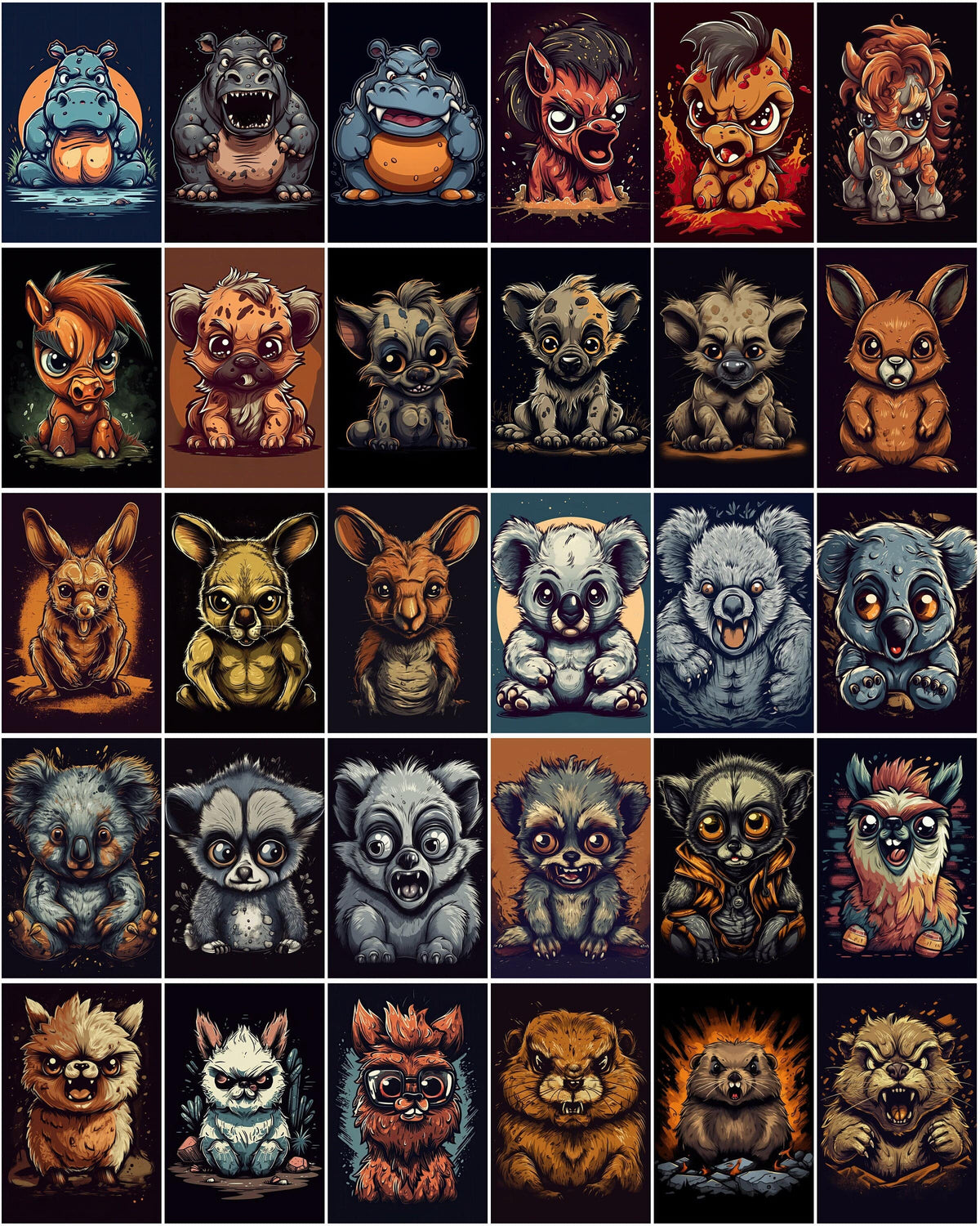 Angry Animals Cartoon Bundle: 270 High-Quality, Adorable & Furious Cri