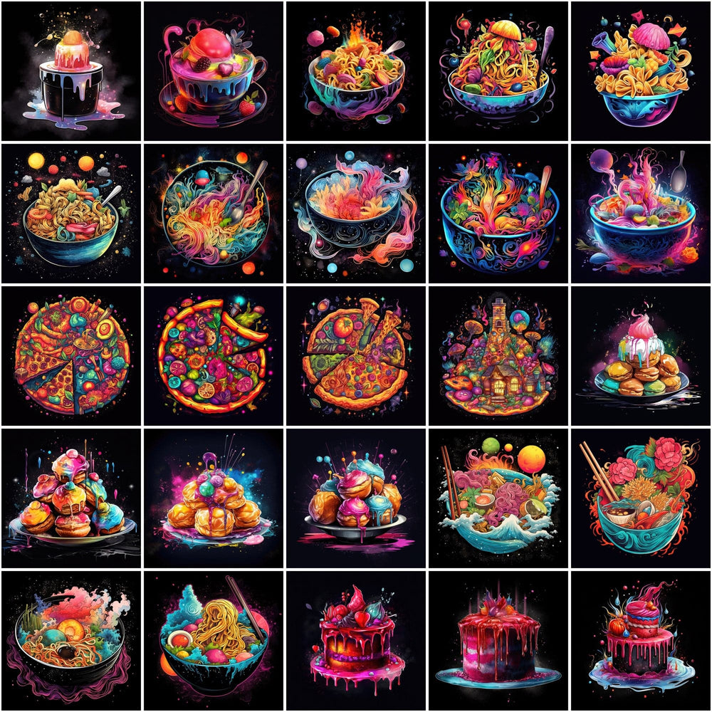 Colorful Surreal Food Images: Magical & Dreamy PNG Illustrations with