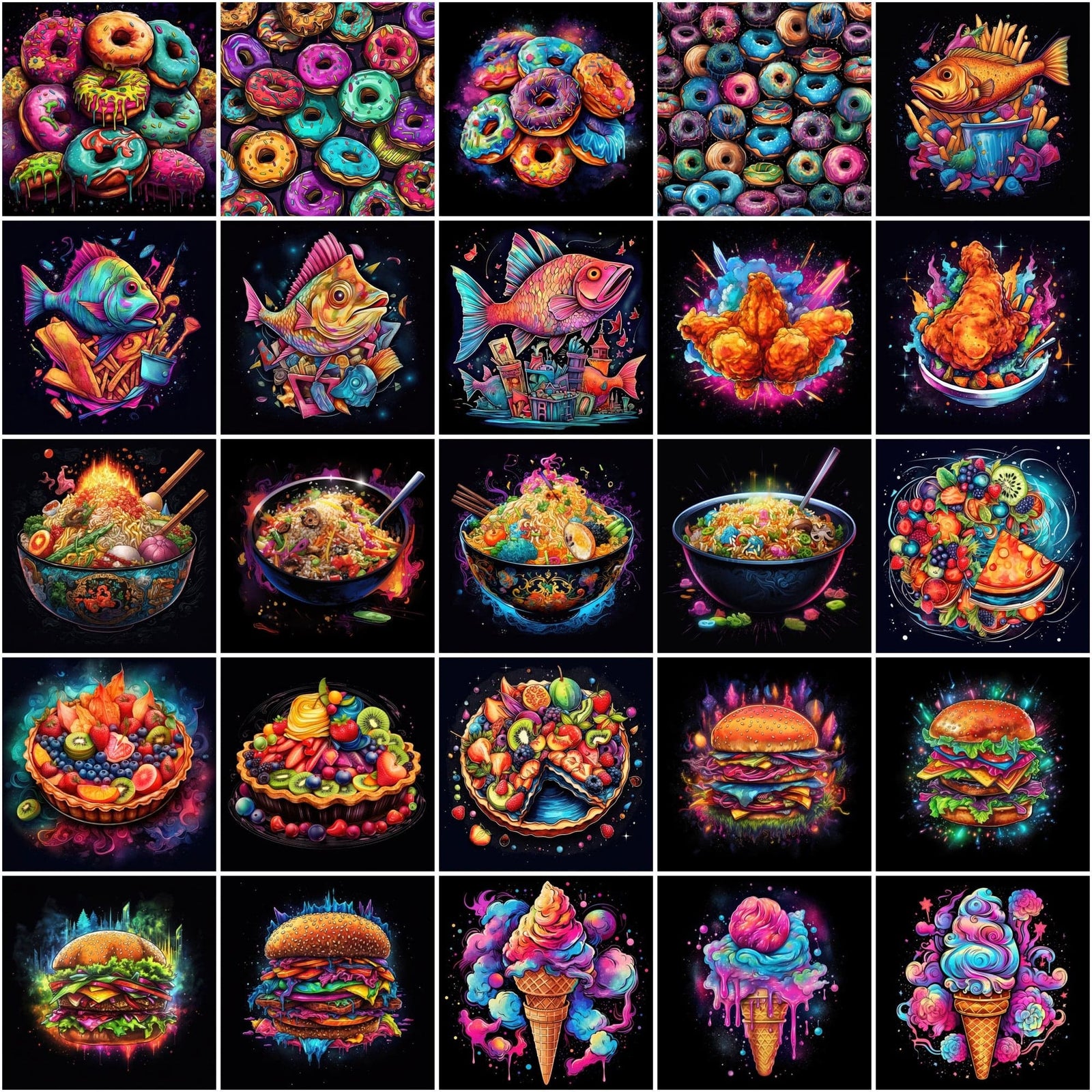 Colorful Surreal Food Images: Magical & Dreamy PNG Illustrations with