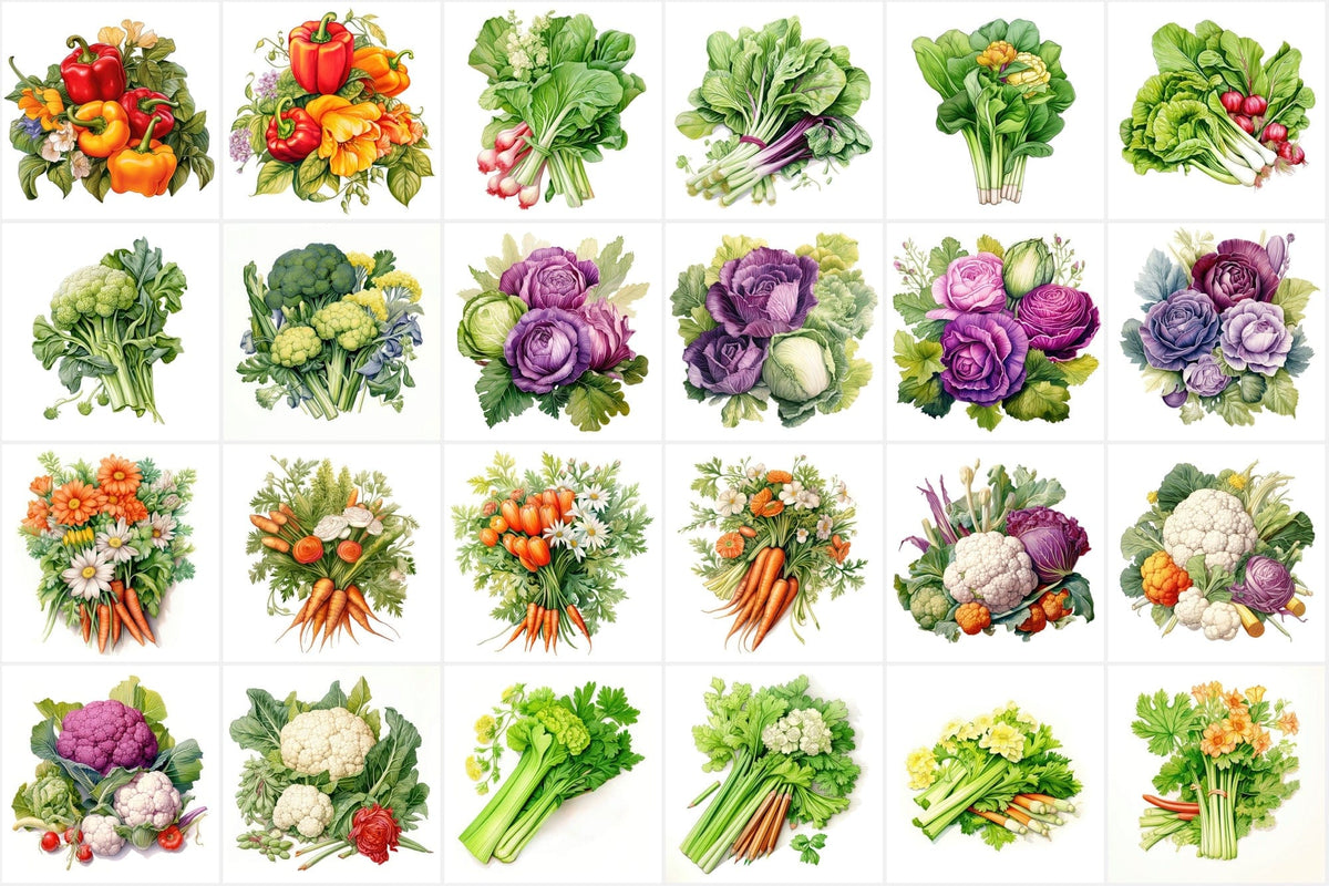 Colorful Vegetable Images with Flowers & Leaves - High Resolution PNG