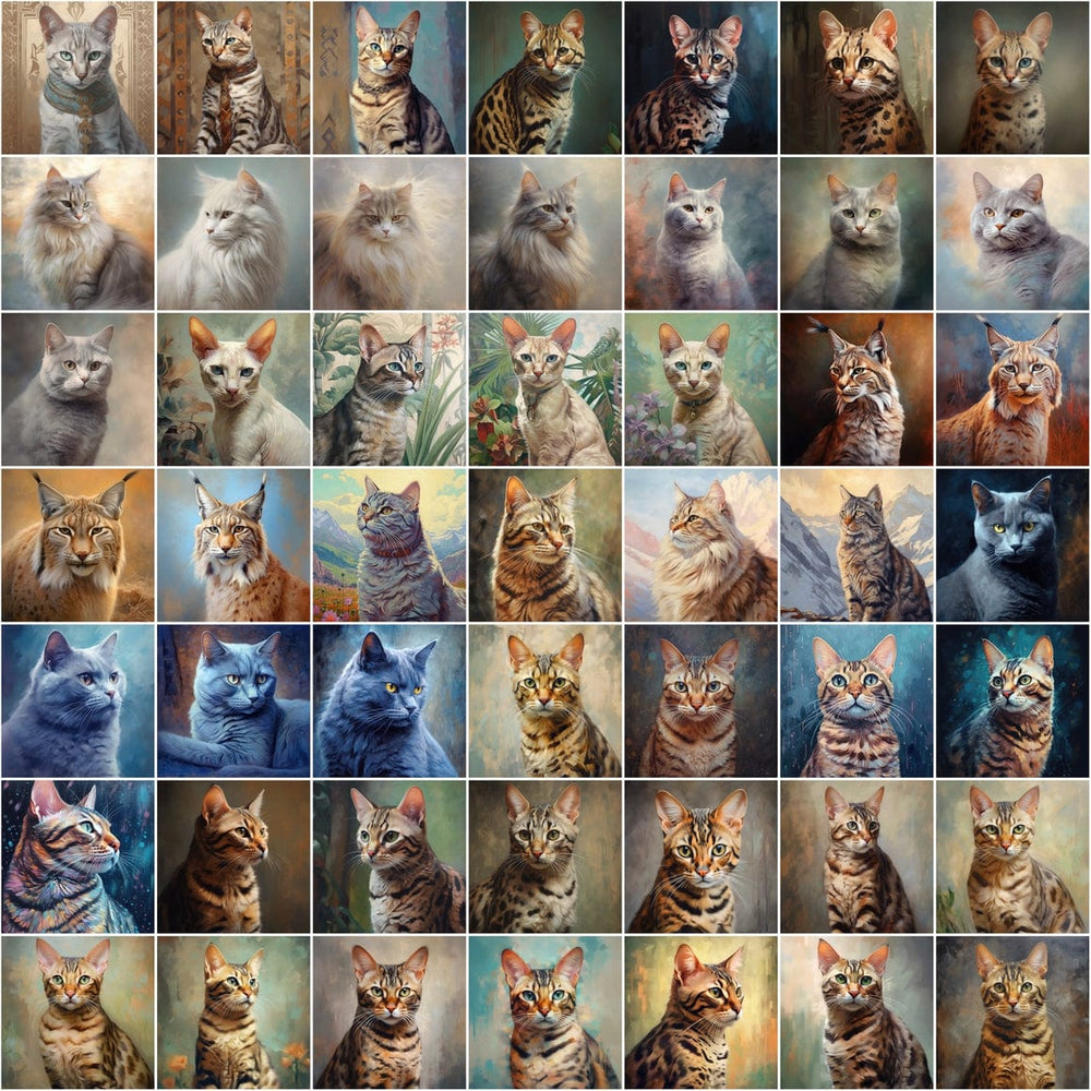 Digital Cat Art Collection | High-Resolution PNG Images | Commercial Use