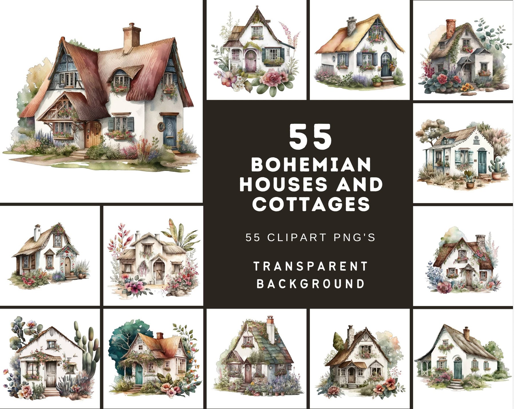 Enchanting Bohemian House & Cottage Image Bundle - 55 Unique, Boho Chi