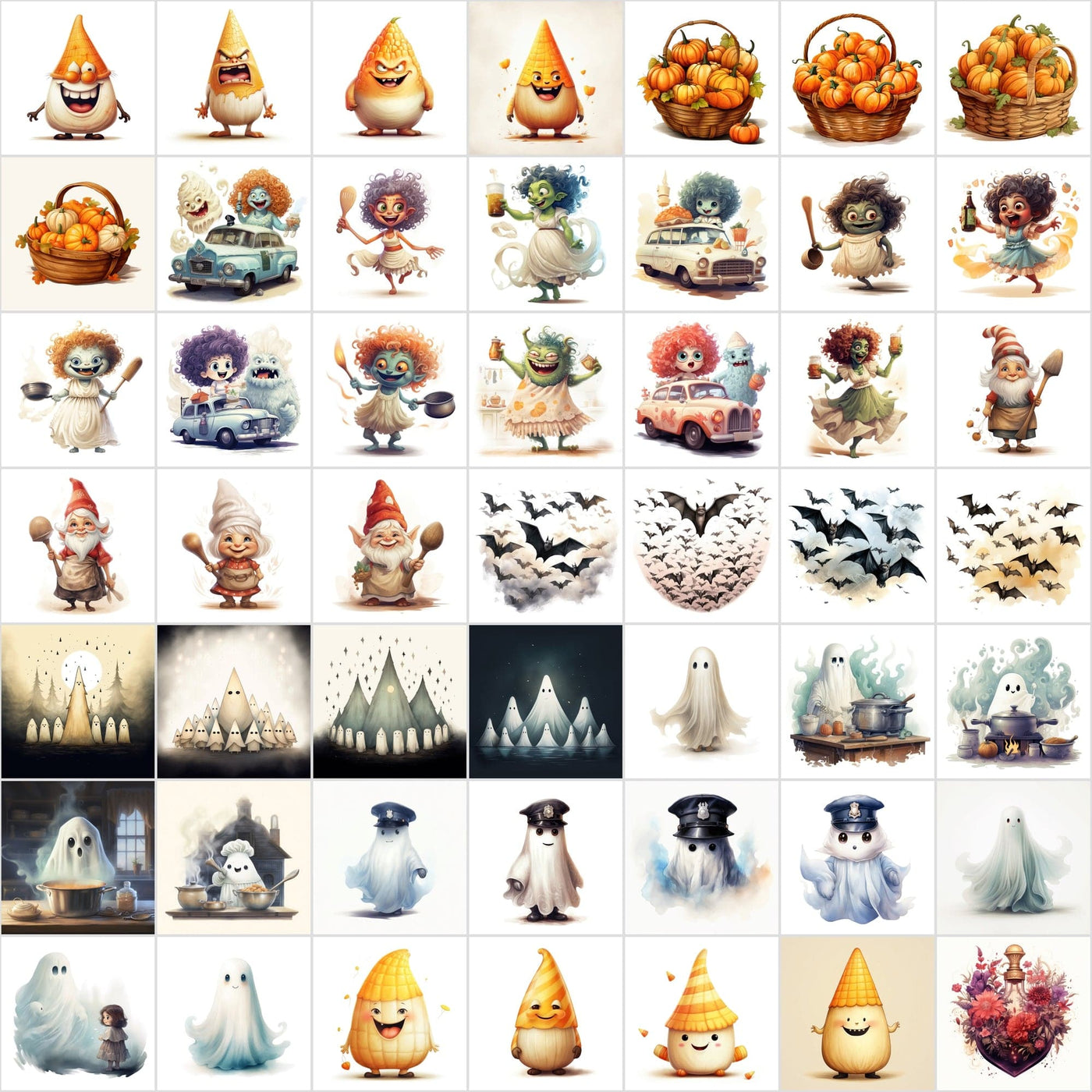 Premium Halloween & Cute Illustration Bundle - 424 PNGs in Transparent