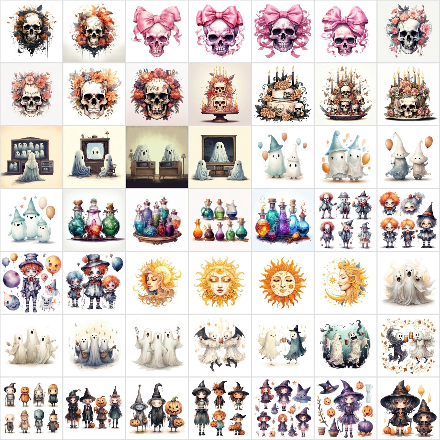 Premium Halloween & Cute Illustration Bundle - 424 PNGs in Transparent