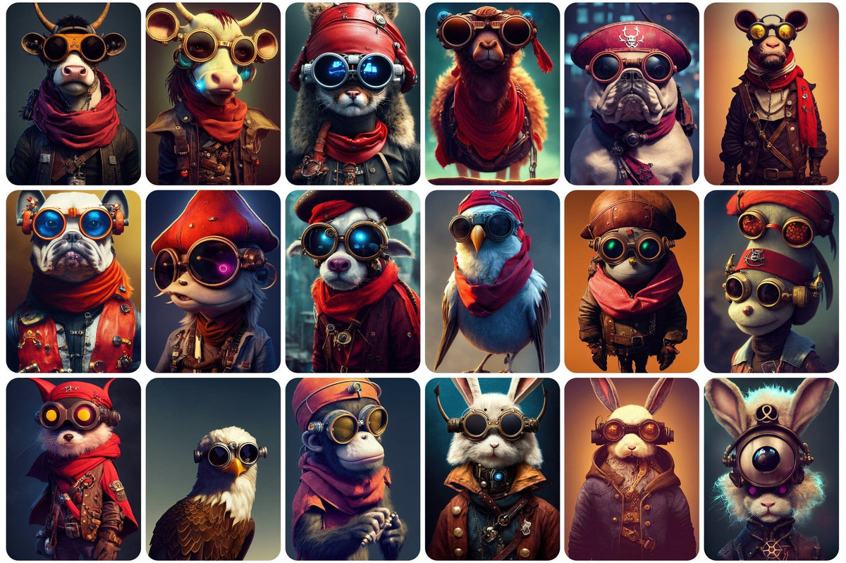 Printable wall art: 270+ Rare Pirate Characters with Animals and Skull