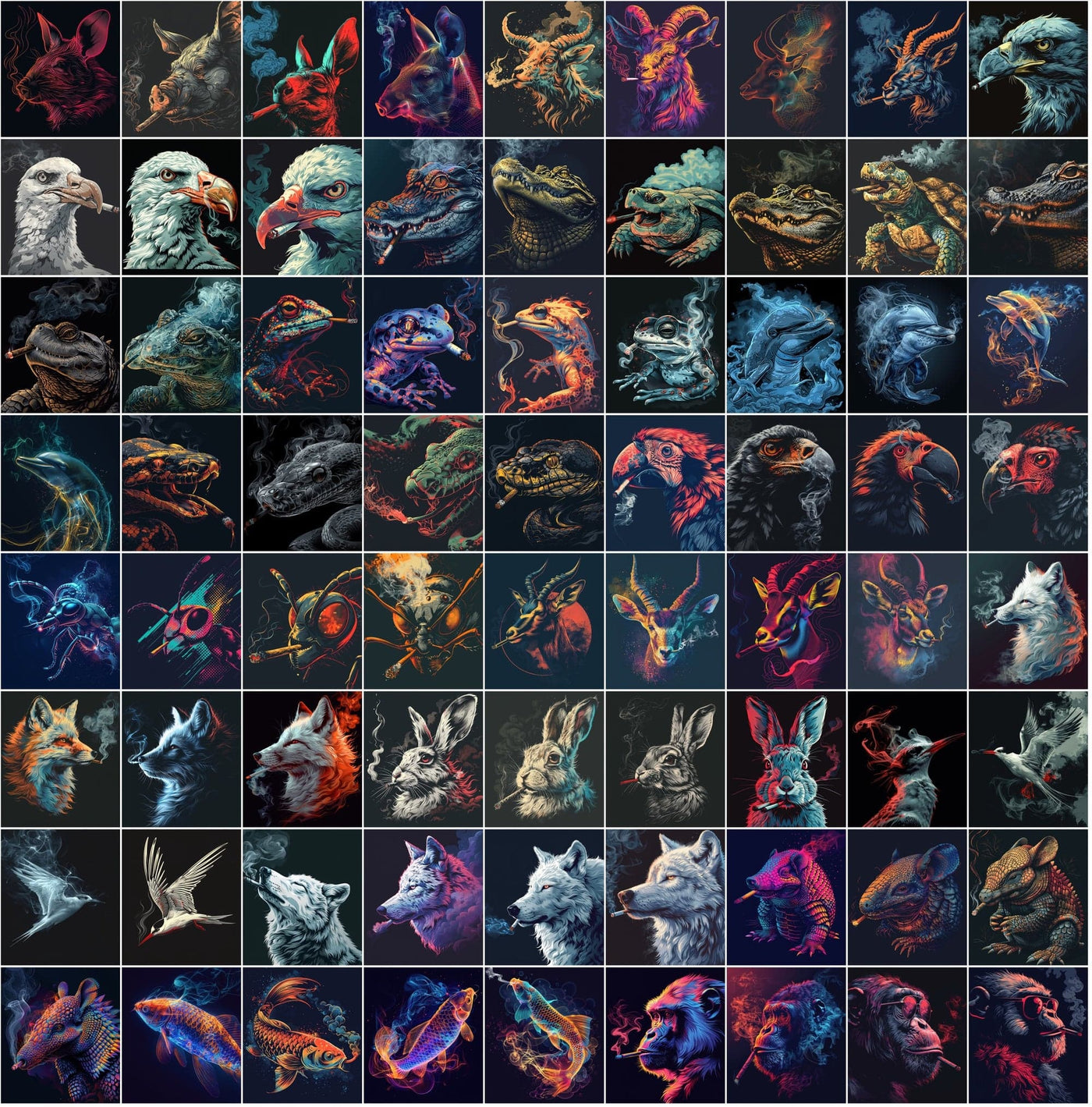 Smoking Animals Art Collection - 990 High-Resolution JPG Images with C