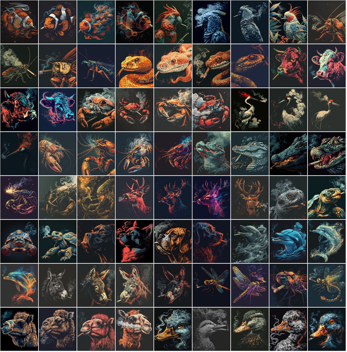 Smoking Animals Art Collection - 990 High-Resolution JPG Images with C