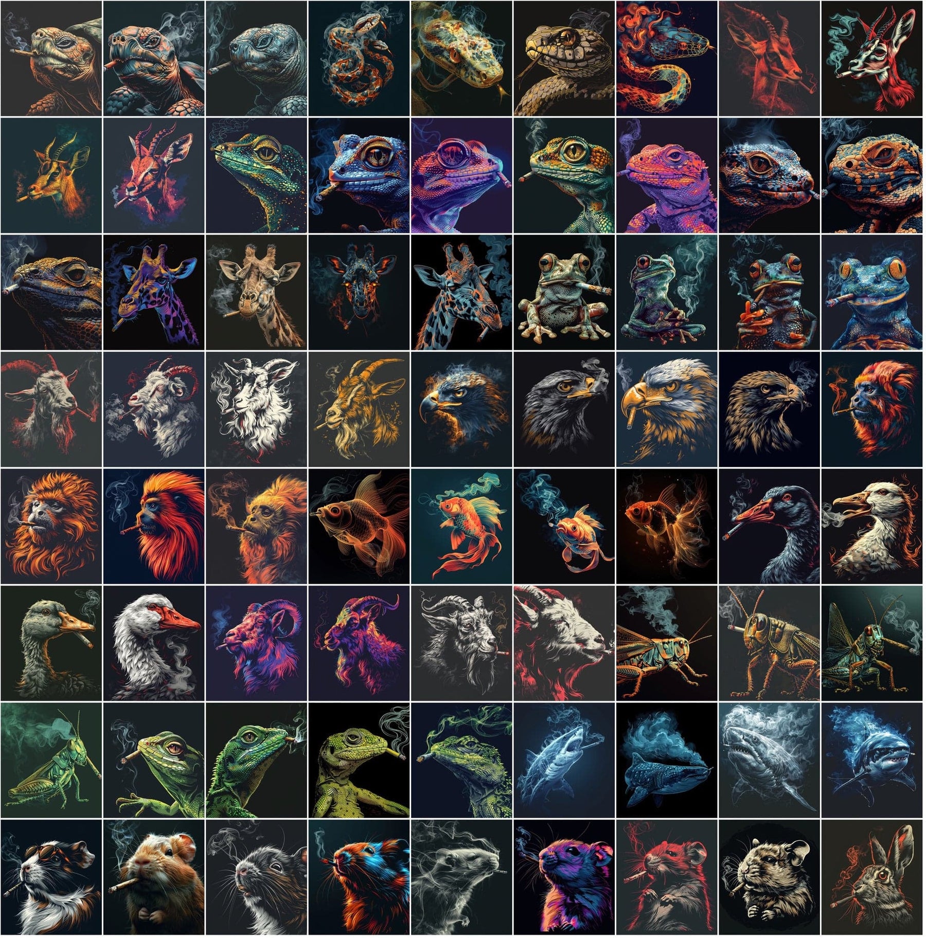 Smoking Animals Art Collection - 990 High-Resolution JPG Images with C