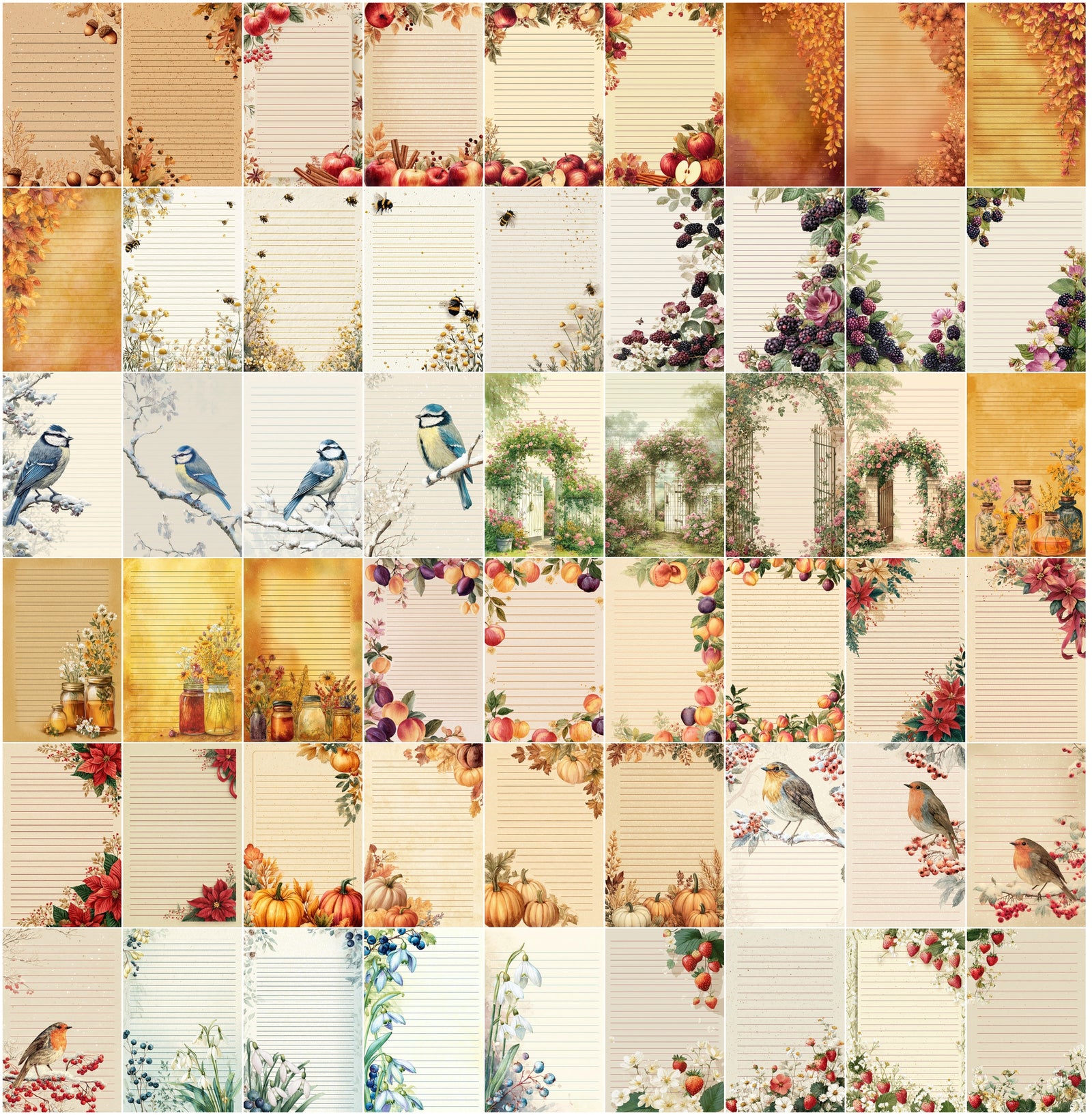 636 Decorative Lined Paper Designs — Boho, Vintage, Cottagecore, Moder