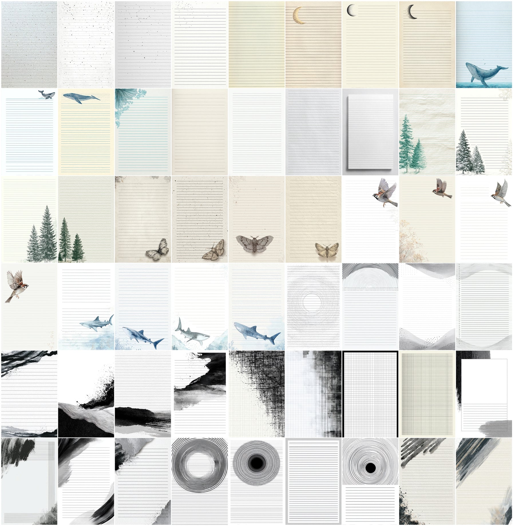636 Decorative Lined Paper Designs — Boho, Vintage, Cottagecore, Moder