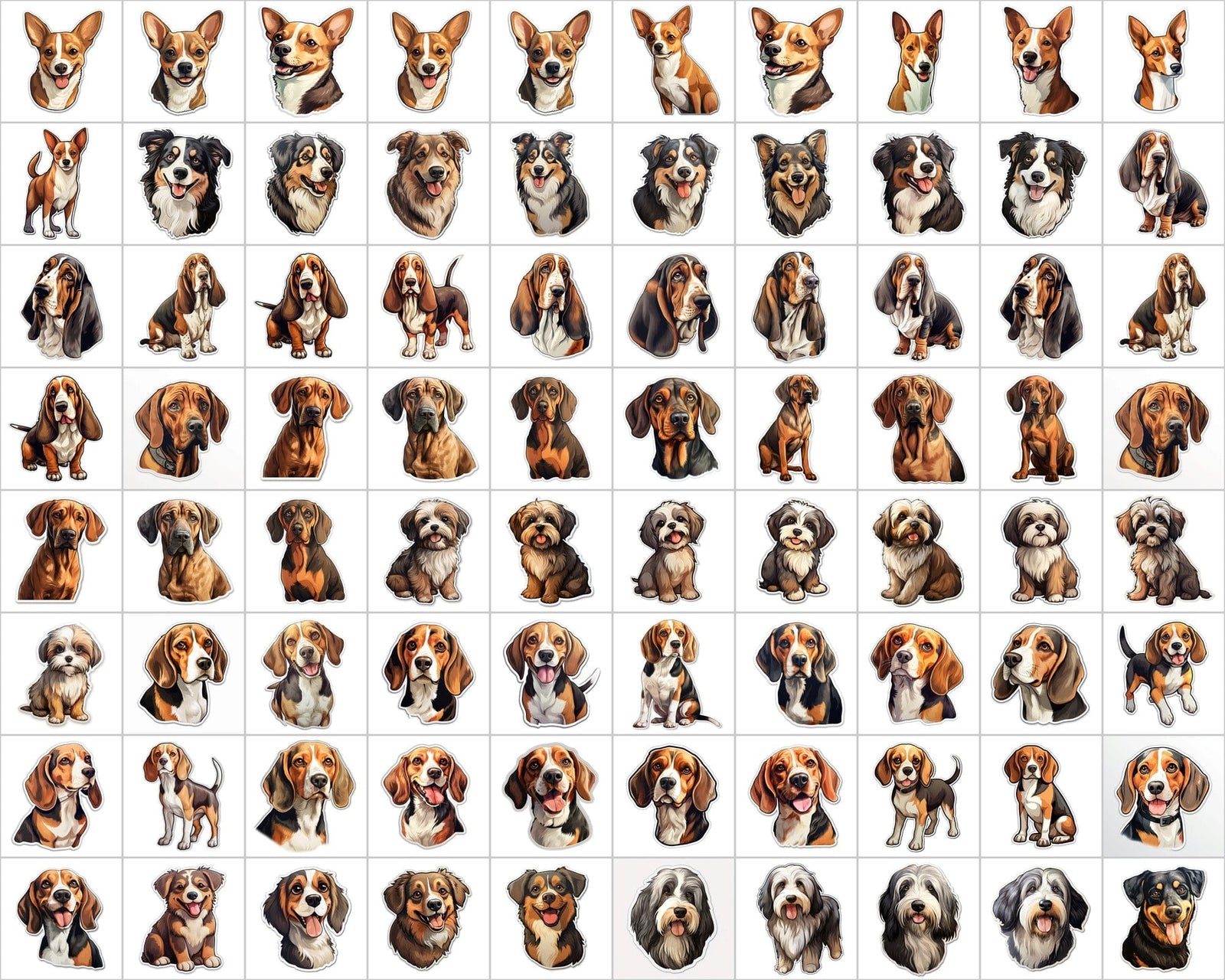 Premium Dog Breed Stickers Bundle | 2600 High-Res PNG Images ...