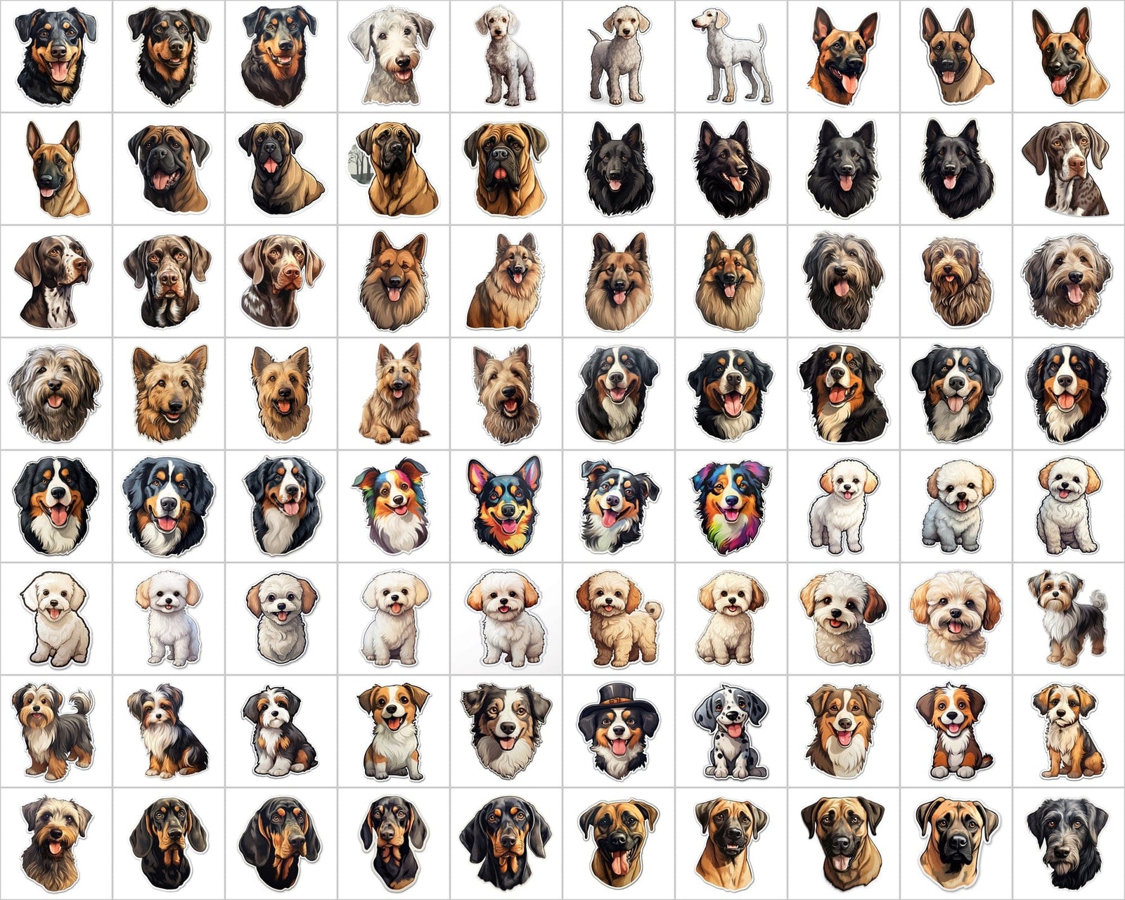 Premium Dog Breed Stickers Bundle | 2600 High-Res PNG Images ...