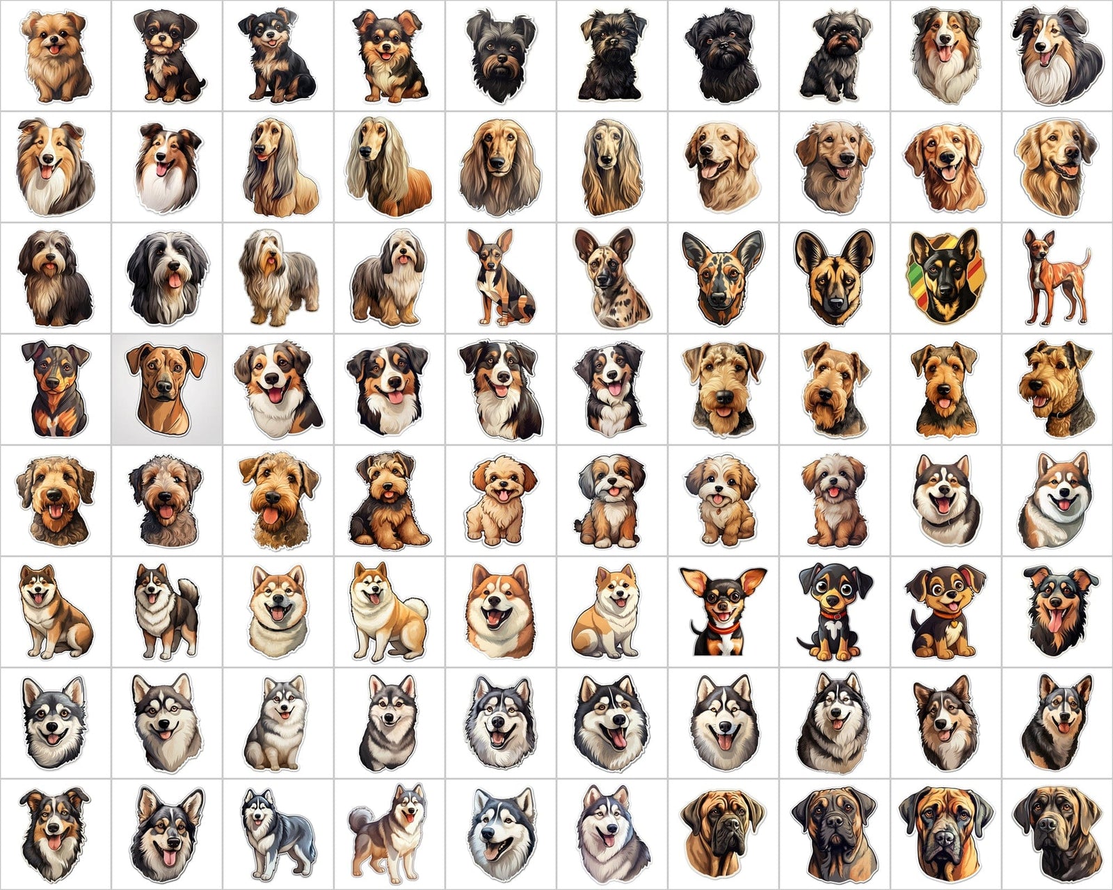 Premium Dog Breed Stickers Bundle | 2600 High-Res PNG Images ...
