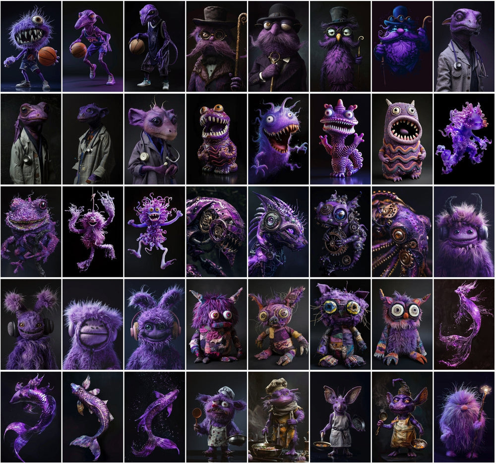 Ultimate Fantasy Art Bundle: 400+ Purple Monsters & Surreal Images, Co