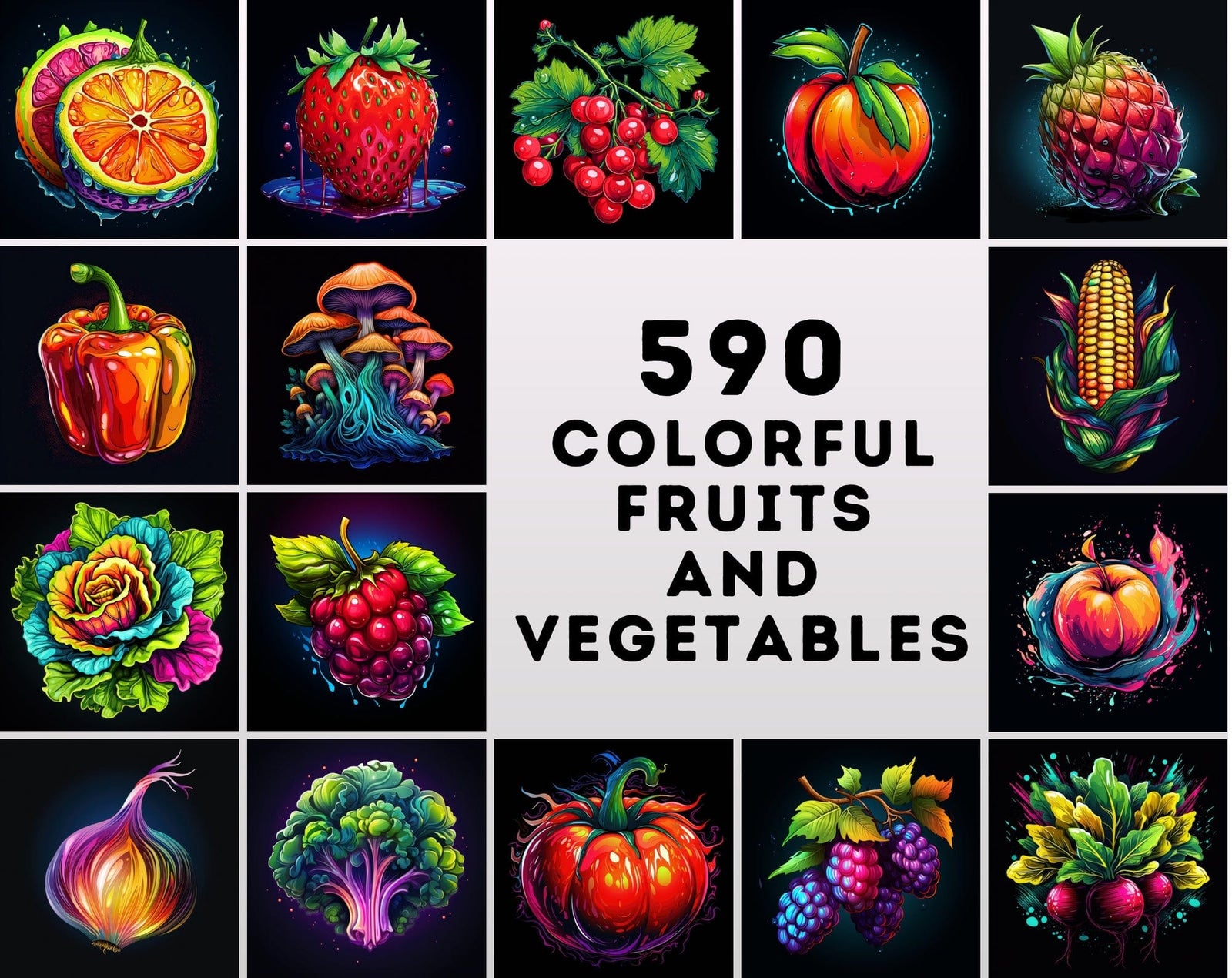Unique Fruit and Vegetable Image Pack - 590 High-Resolution, Commercia