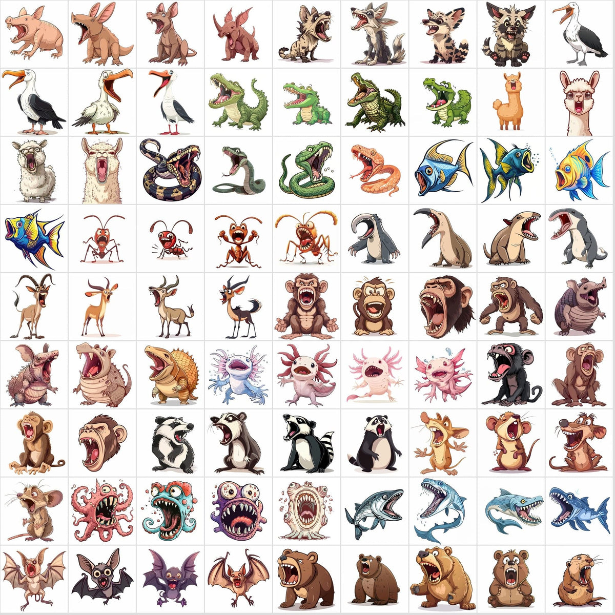 Unleash the Fury: 800 Angry Animals Screaming in High-Res JPG