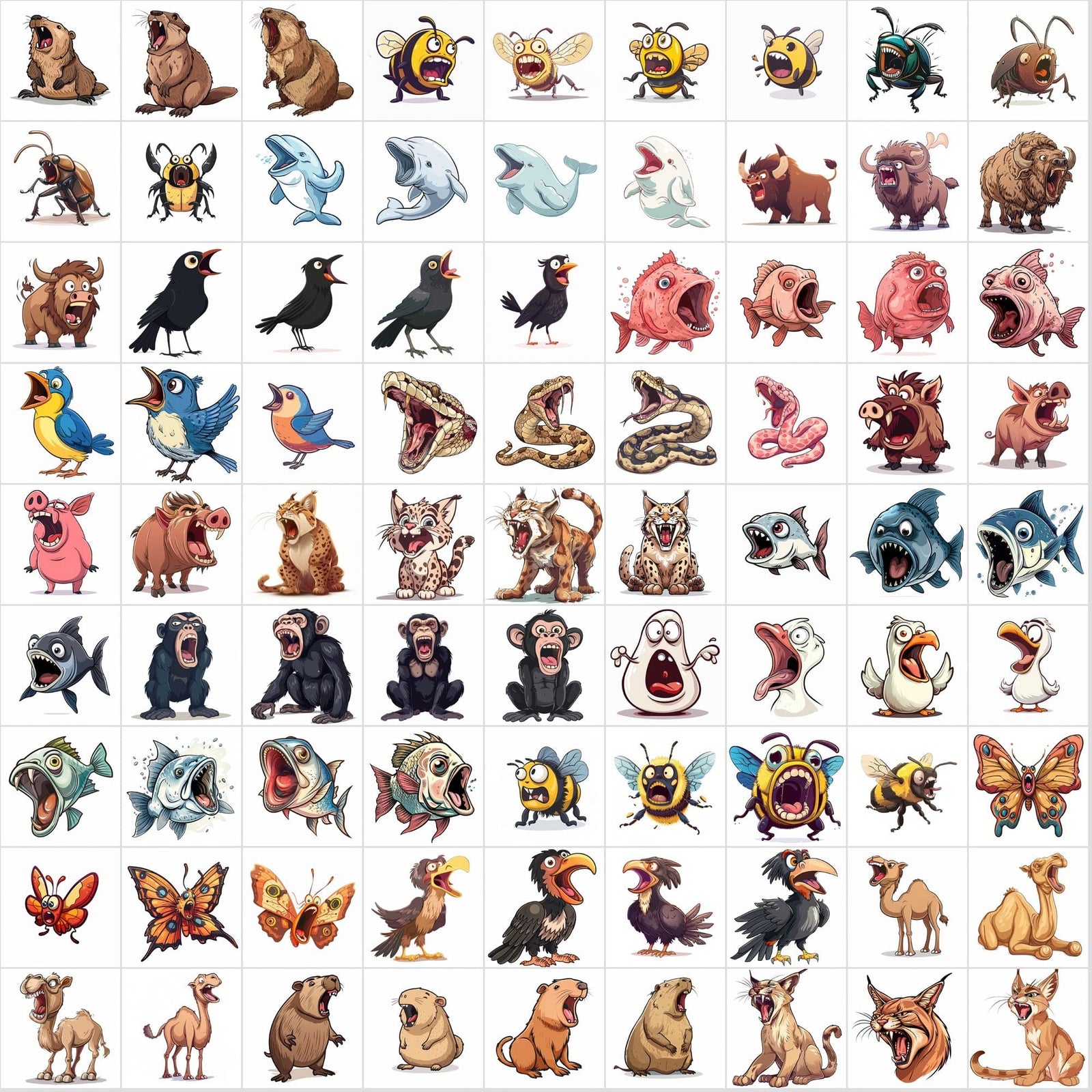 Unleash the Fury: 800 Angry Animals Screaming in High-Res JPG