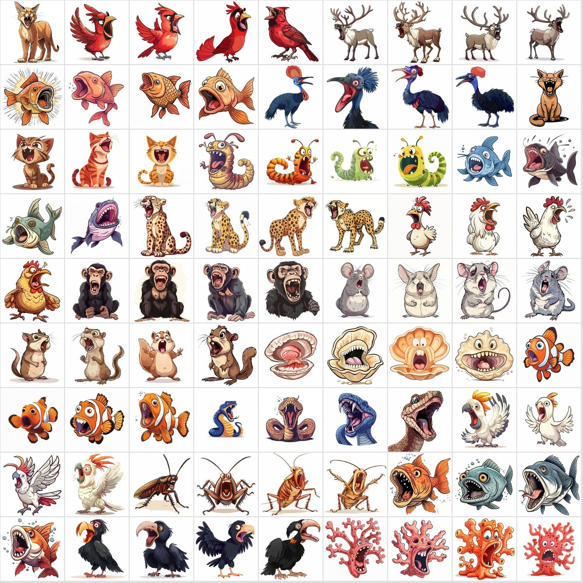 Unleash the Fury: 800 Angry Animals Screaming in High-Res JPG