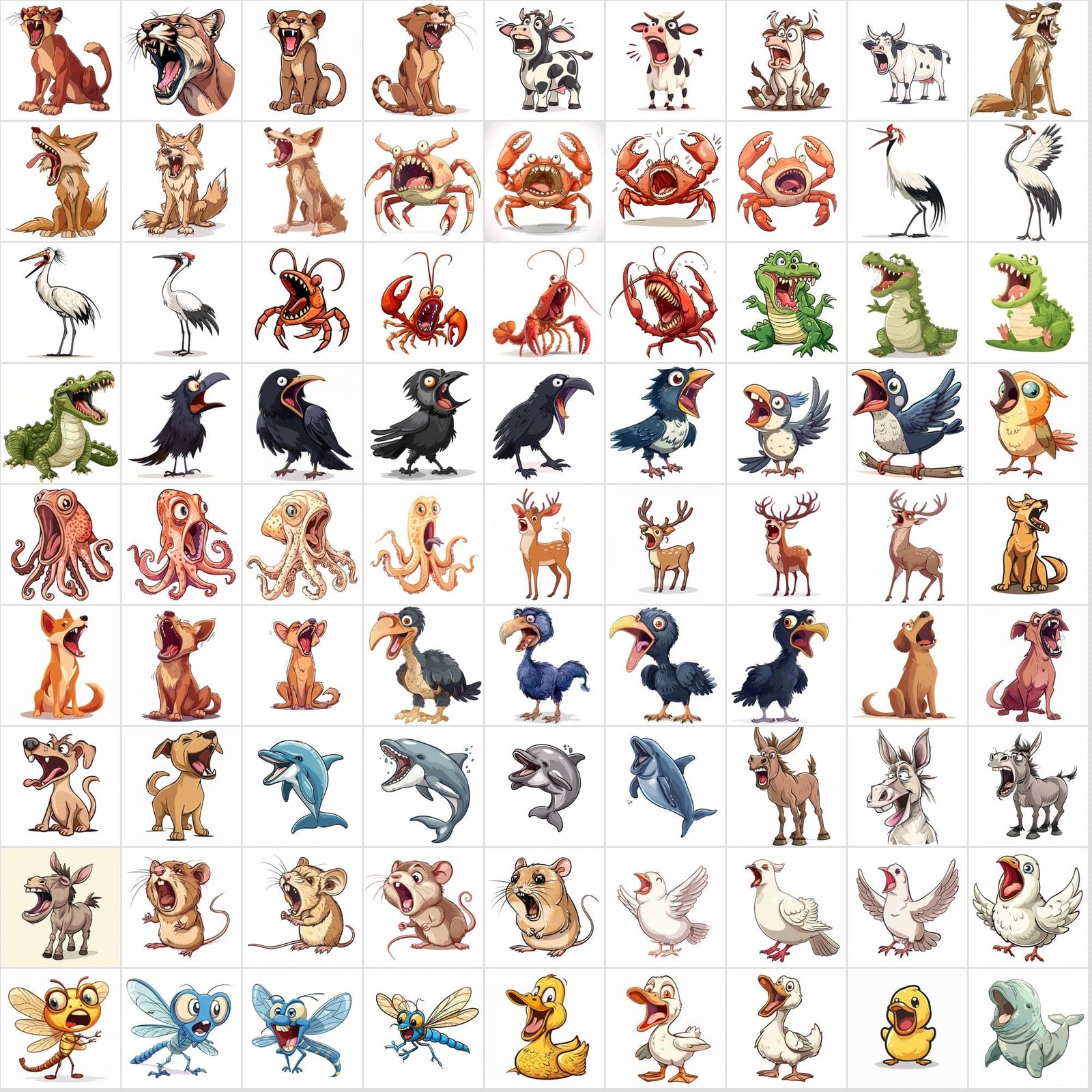 Unleash the Fury: 800 Angry Animals Screaming in High-Res JPG