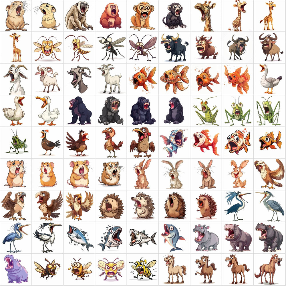 Unleash the Fury: 800 Angry Animals Screaming in High-Res JPG