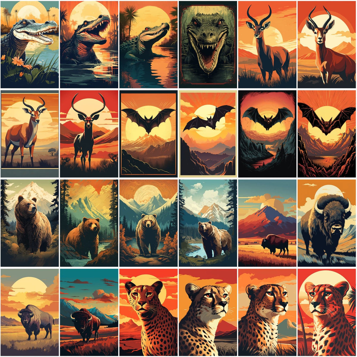 Vintage Wildlife Wonders: 199 Retro Animal Posters with Commercial Lic