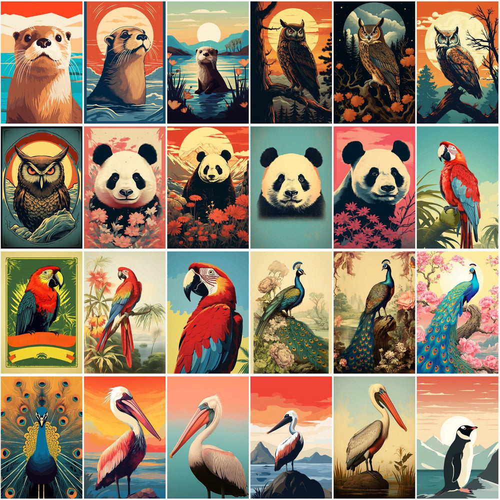 Vintage Wildlife Wonders: 199 Retro Animal Posters with Commercial Lic