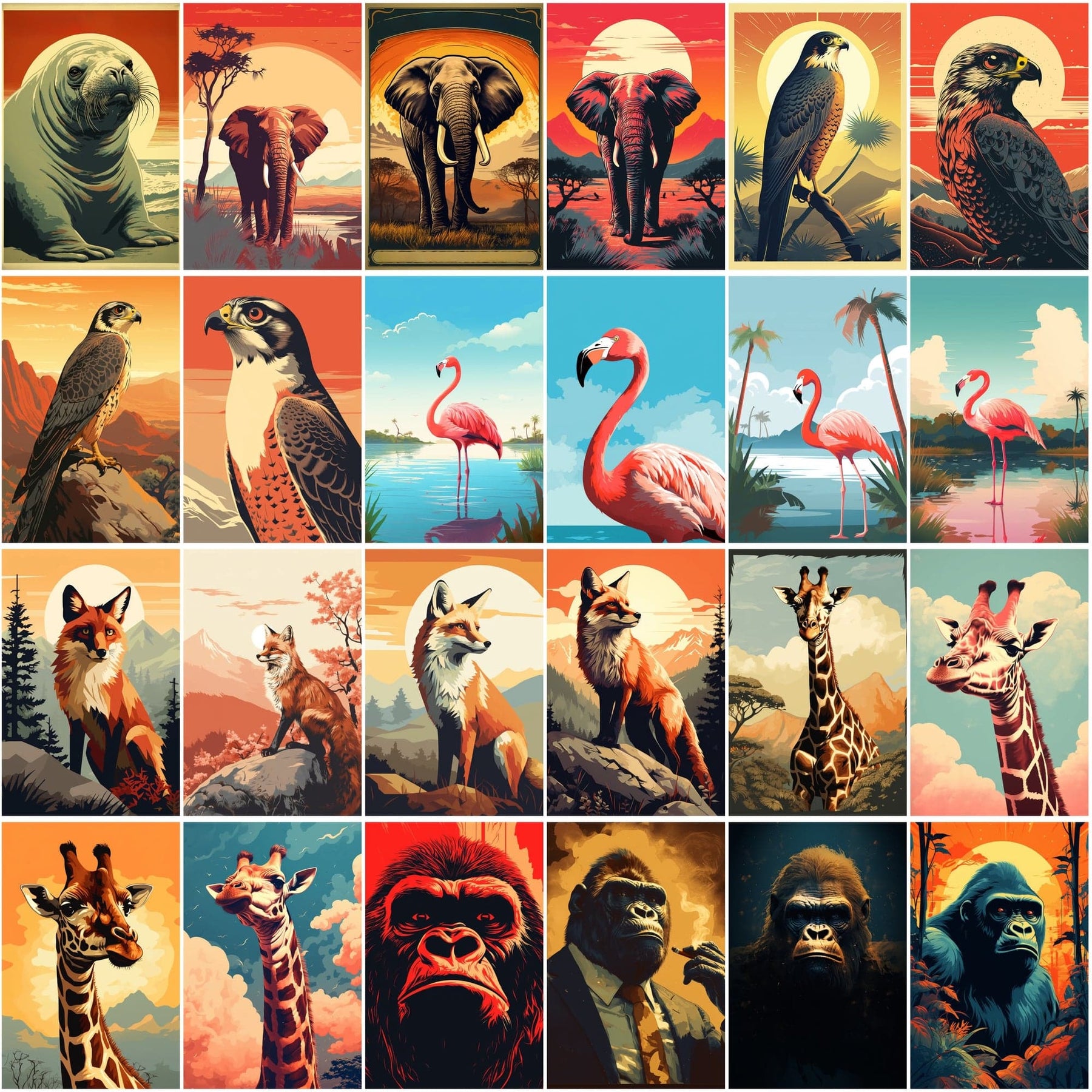 Vintage Wildlife Wonders: 199 Retro Animal Posters with Commercial Lic