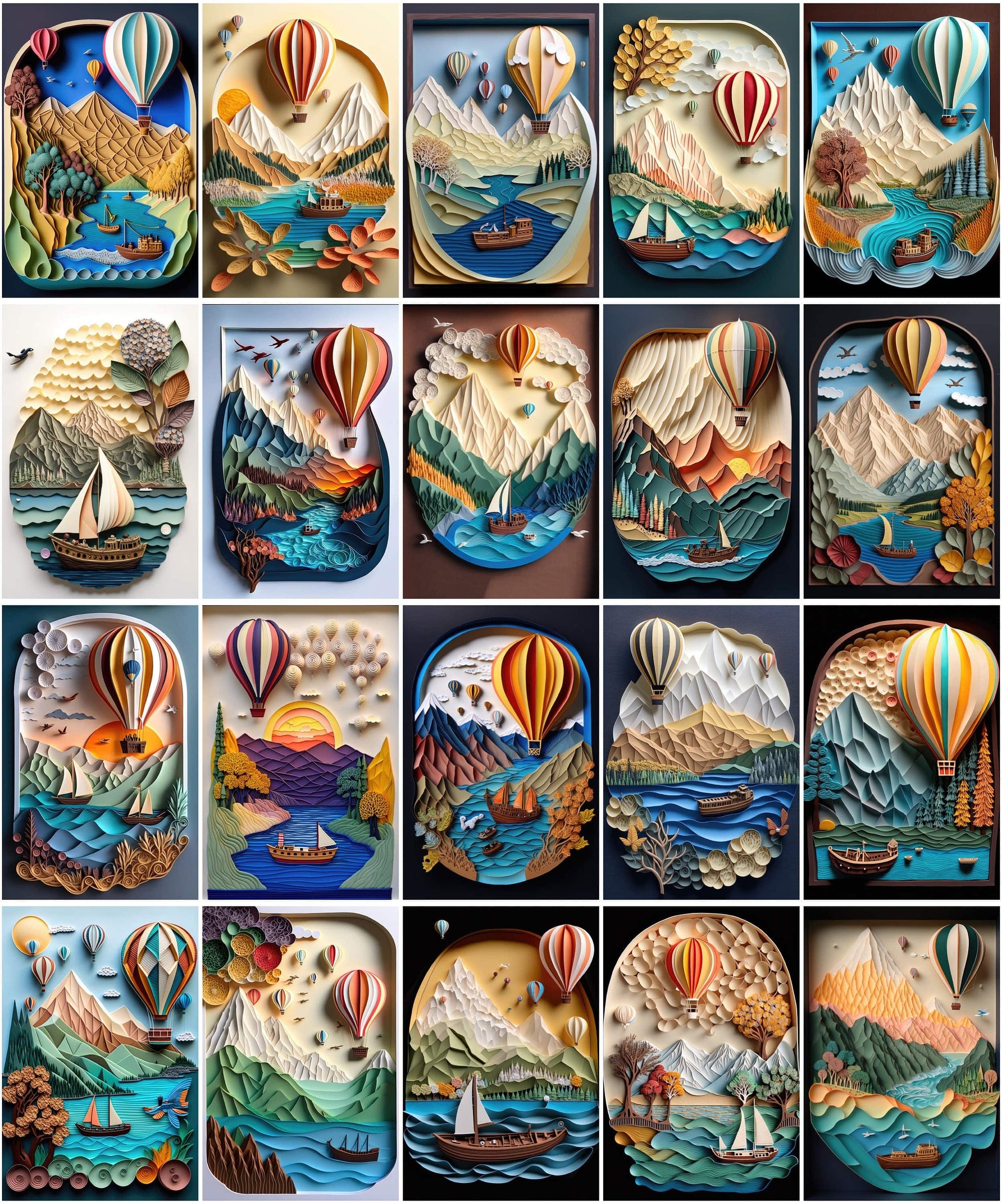 Whimsical Plasticine Air Balloon Images Bundle - 75 Colorful Designs f