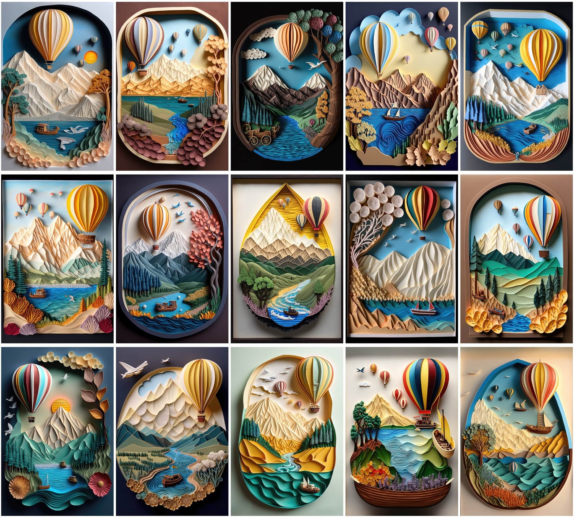 Whimsical Plasticine Air Balloon Images Bundle - 75 Colorful Designs f
