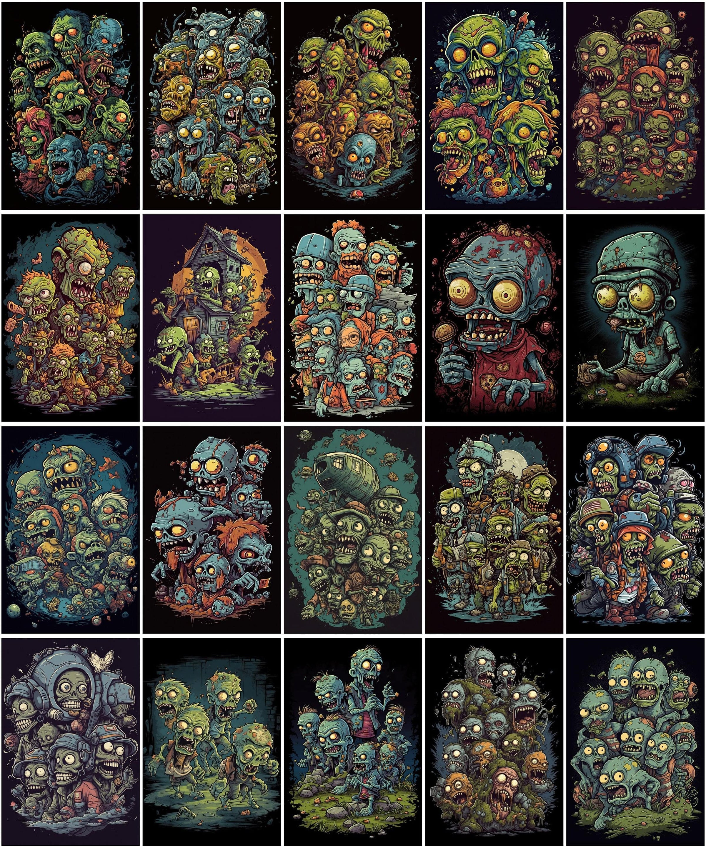 Zombie Skulls Bundle: 110 Unique, Handcrafted Zombie Skull Designs - D