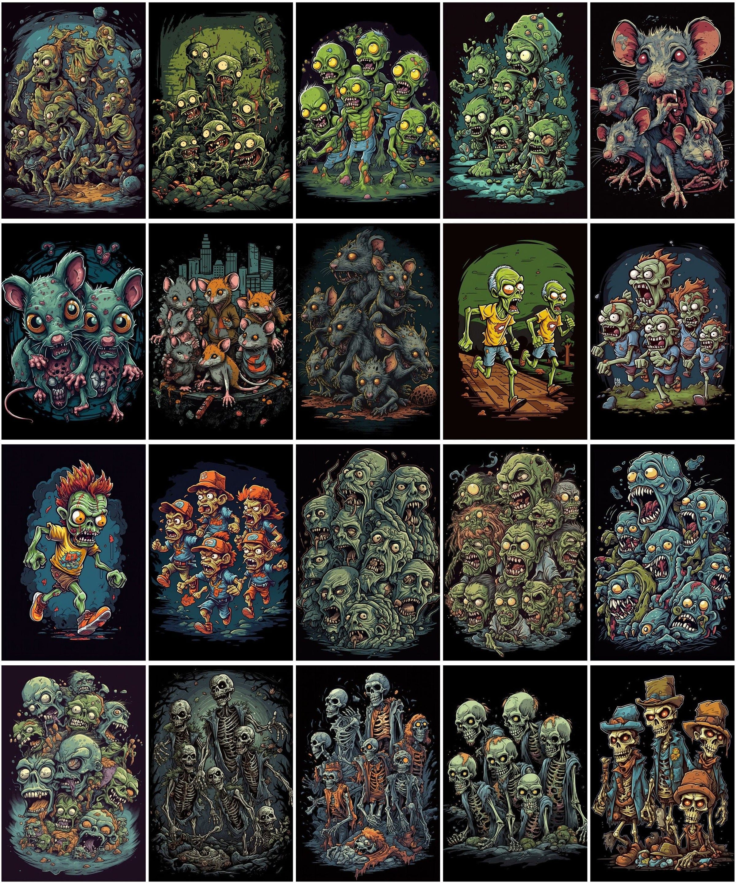 Zombie Skulls Bundle: 110 Unique, Handcrafted Zombie Skull Designs - D