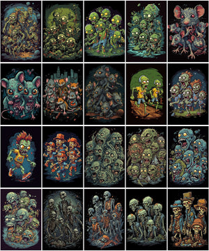 Zombie Skulls Bundle: 110 Unique, Handcrafted Zombie Skull Designs - D